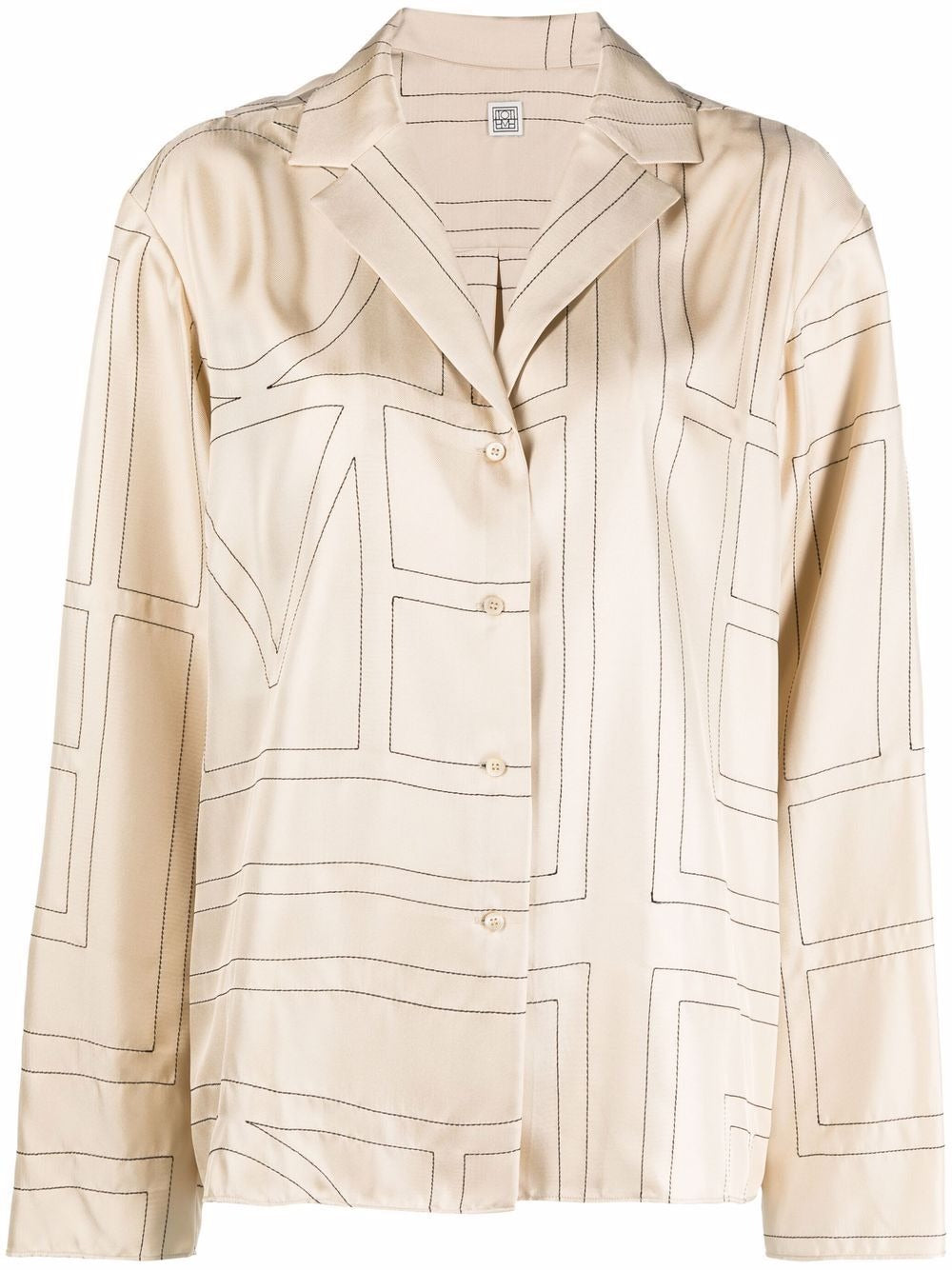 TOTEME-Monogram Silk Pj Shirt-213755707 IVORY MONOGRAM 926 – Dope
